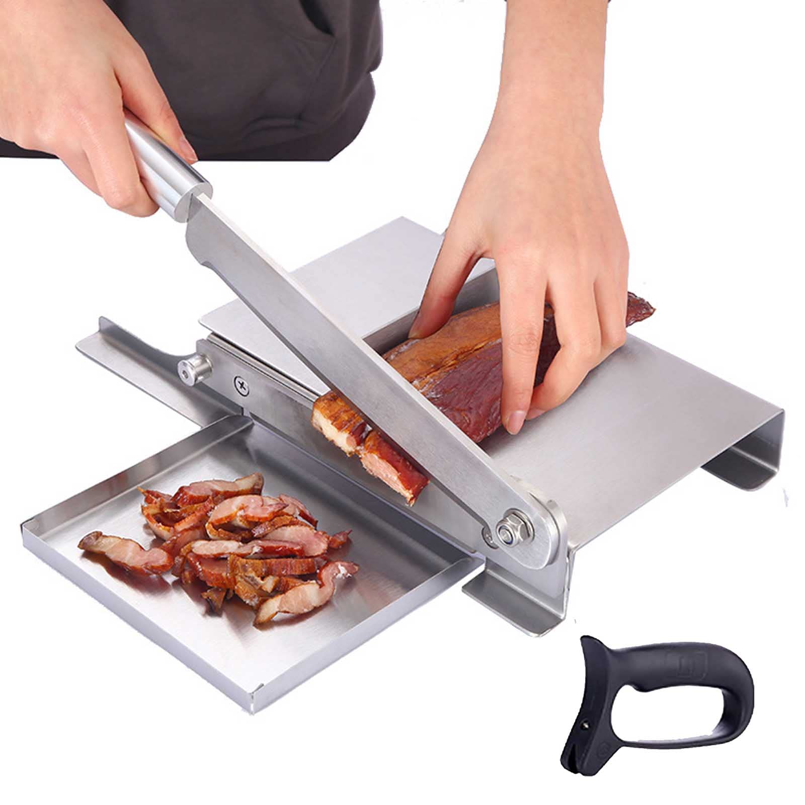 HENWAFX Manual Meat Slicer, biltong cutter Ribs Cut Chicken slicer Jerky Slicer Stainless Steel Household Deli Slicer