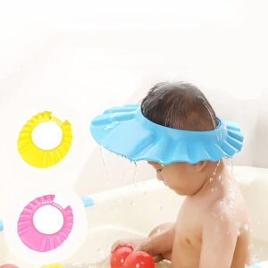 rdfgawtcs baby shower cap silicone bathing hat, adjustable shower cap infants soft protection hat safety visor cap hat for toddler kids (blue)