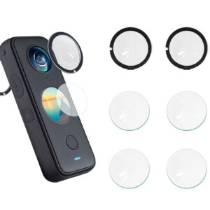 lens guard compatible with insta360 one x2 screen protector kit, olephobic fingerprint-proof screen protector screen tempered film, transparent clear lens (2pcs lens guard & 4pcs screen protector)