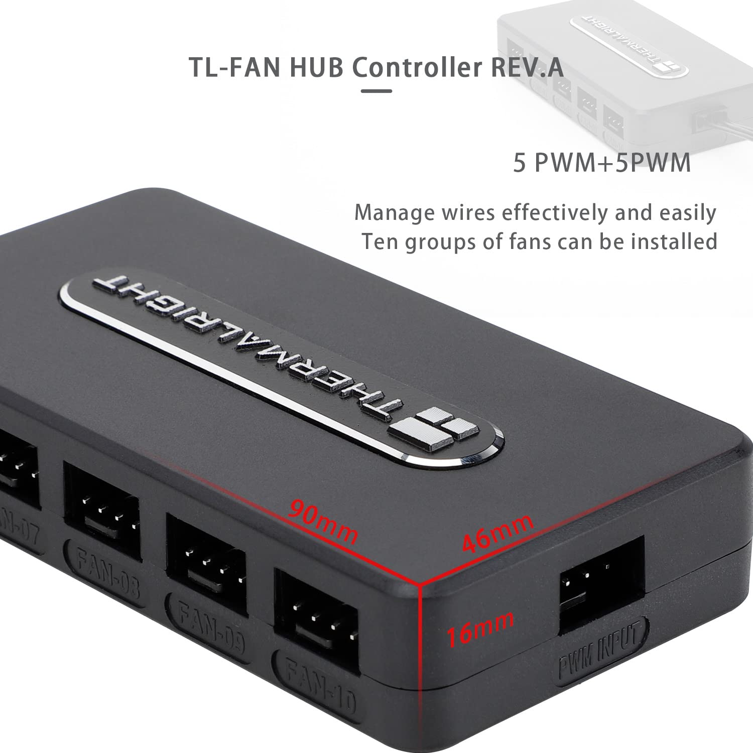 Thermalright Fan HUB Controller REV. A 12V Fan Hub Support 10 Groups of Fans, Strong Paste + Magnetic Suction, 10-Port 4 Pin PC Fan Controller, SATA Power Cord Direct Input