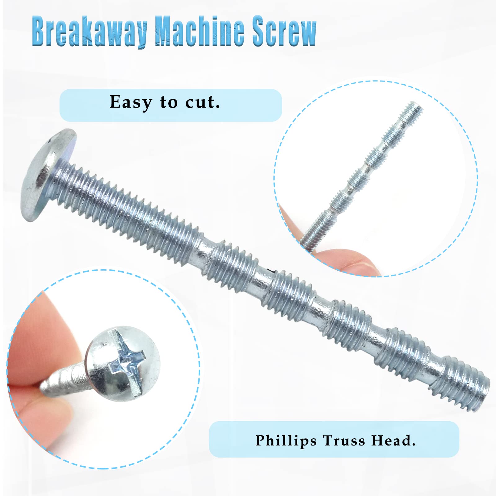 50pcs Truss Head Breakaway Machine Screw,Phillips Head Break Away Machine Screws for Cabinet knobs(M4x45)