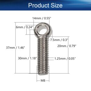 Heyiarbeit M8 x 30mm 304 Stainless Steel Machinery Shoulder Lifting Eye Bolt Metric Thread 4pcs