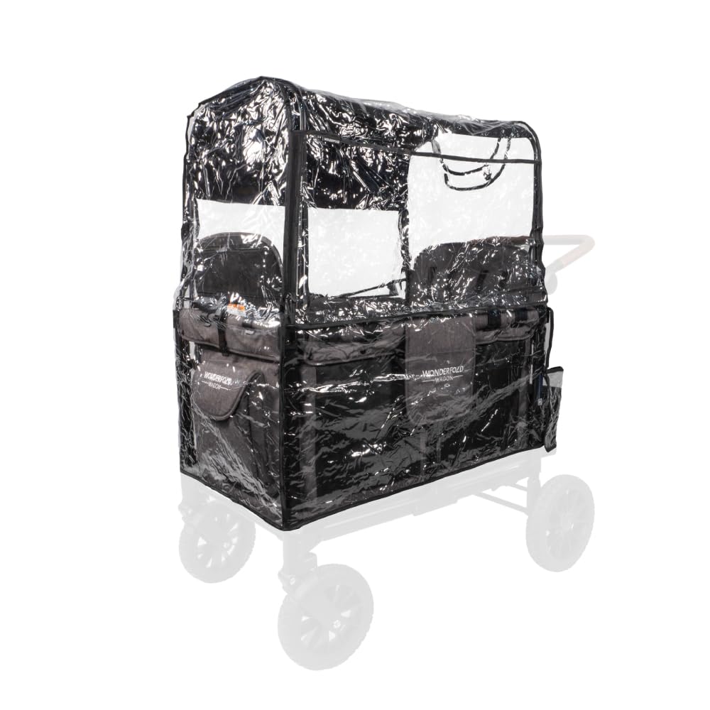 WONDERFOLD Stroller Rain Cover Made with Premium, Lightweight Transparent Sheet Featuring Small Ventilation Holes and Easy Access Hook-and-Loop Entrance (Fits Only W4 Elite/Luxe)