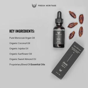 Fresh Heritage Faster Beard Growth Bundle - Beard Oil & Hair Growth Vitamin Gummies - Helps Fast Beard Growth - Beard Oil Kit for Men - Classic Scent