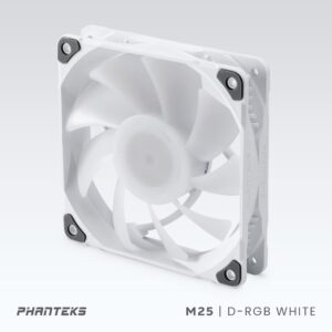 Phanteks (PH-F120SK_DRGB_PWM_WT01_3P) SK120 DRGB PWM FAN 3Pack – 3X 120mm fan, high airflow nine-blade design, DRGB Lighting, rubber dampening washers - White 