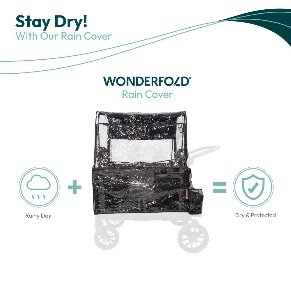 WONDERFOLD Stroller Rain Cover Made with Premium, Lightweight Transparent Sheet Featuring Small Ventilation Holes and Easy Access Hook-and-Loop Entrance (Fits Only W4 Elite/Luxe)