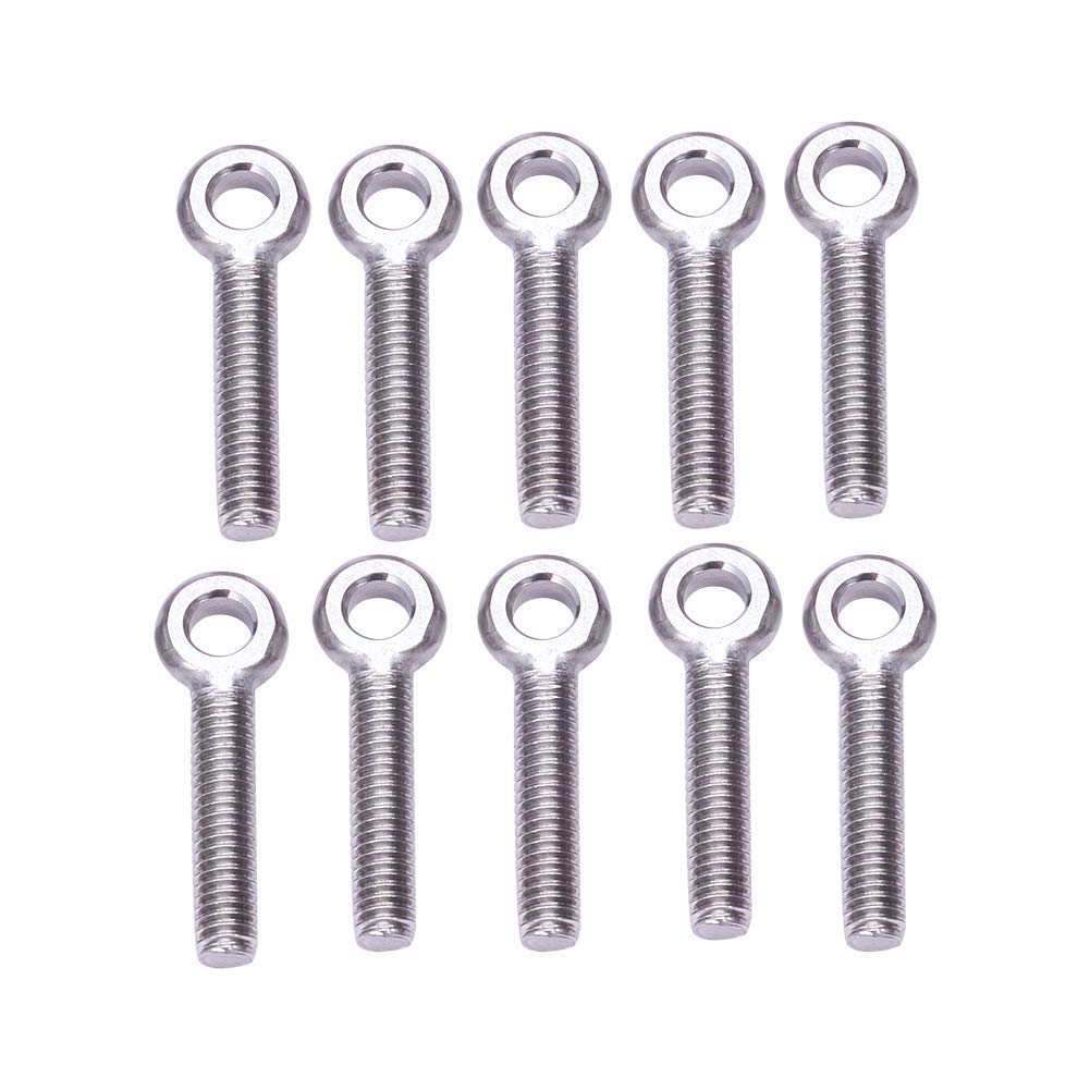 Heyiarbeit M6 x 30mm Machinery Shoulder Swing Lifting Eye Bolt 304 Stainless Steel Metric Thread 10pcs