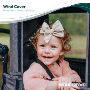 WONDERFOLD Stroller Wagon Wind Cover Made of Premium Breathable Cationic Fabric with Hook-and-Loop Window Openings for Easy Access and Zipper Storage Pocket Access (Fits Only W4 Elite/Luxe)