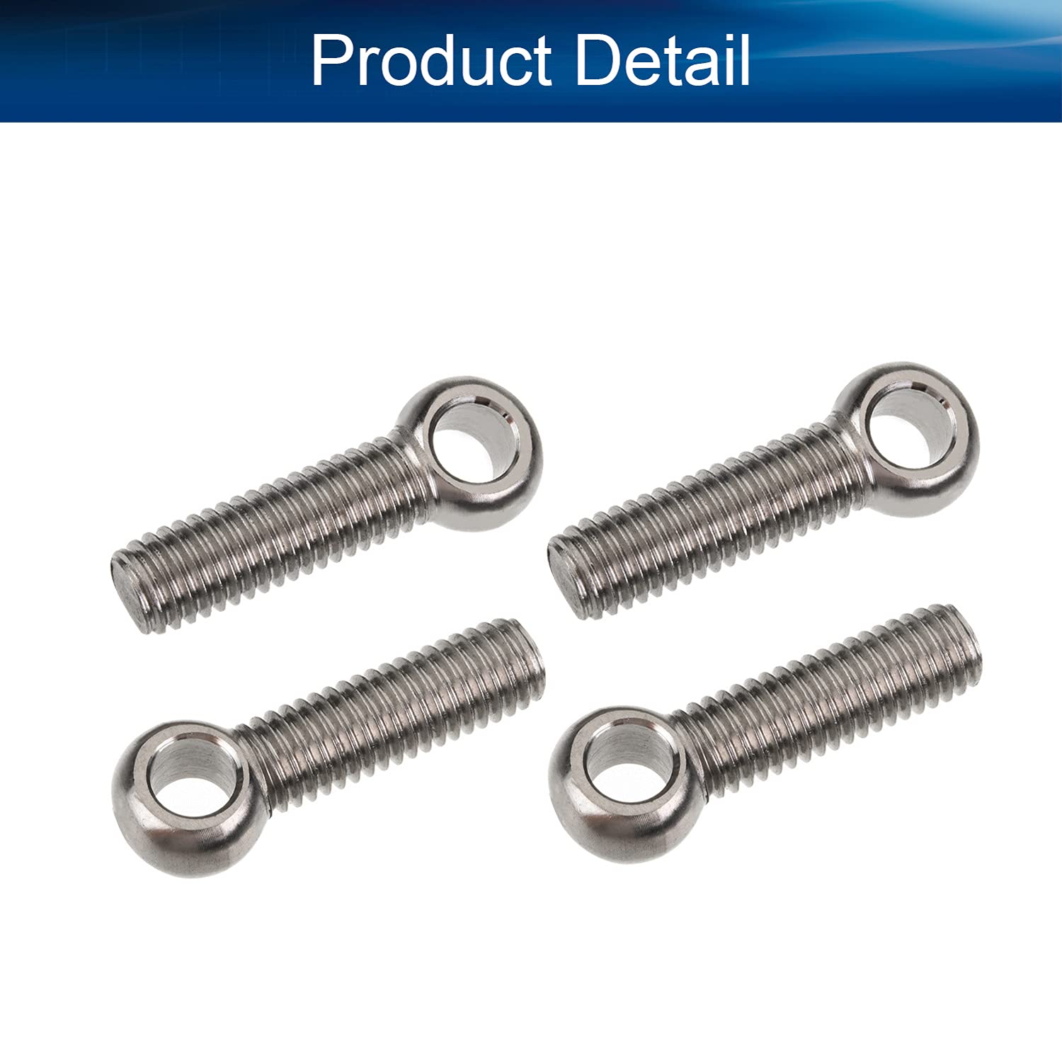 Heyiarbeit M8 x 30mm 304 Stainless Steel Machinery Shoulder Lifting Eye Bolt Metric Thread 4pcs