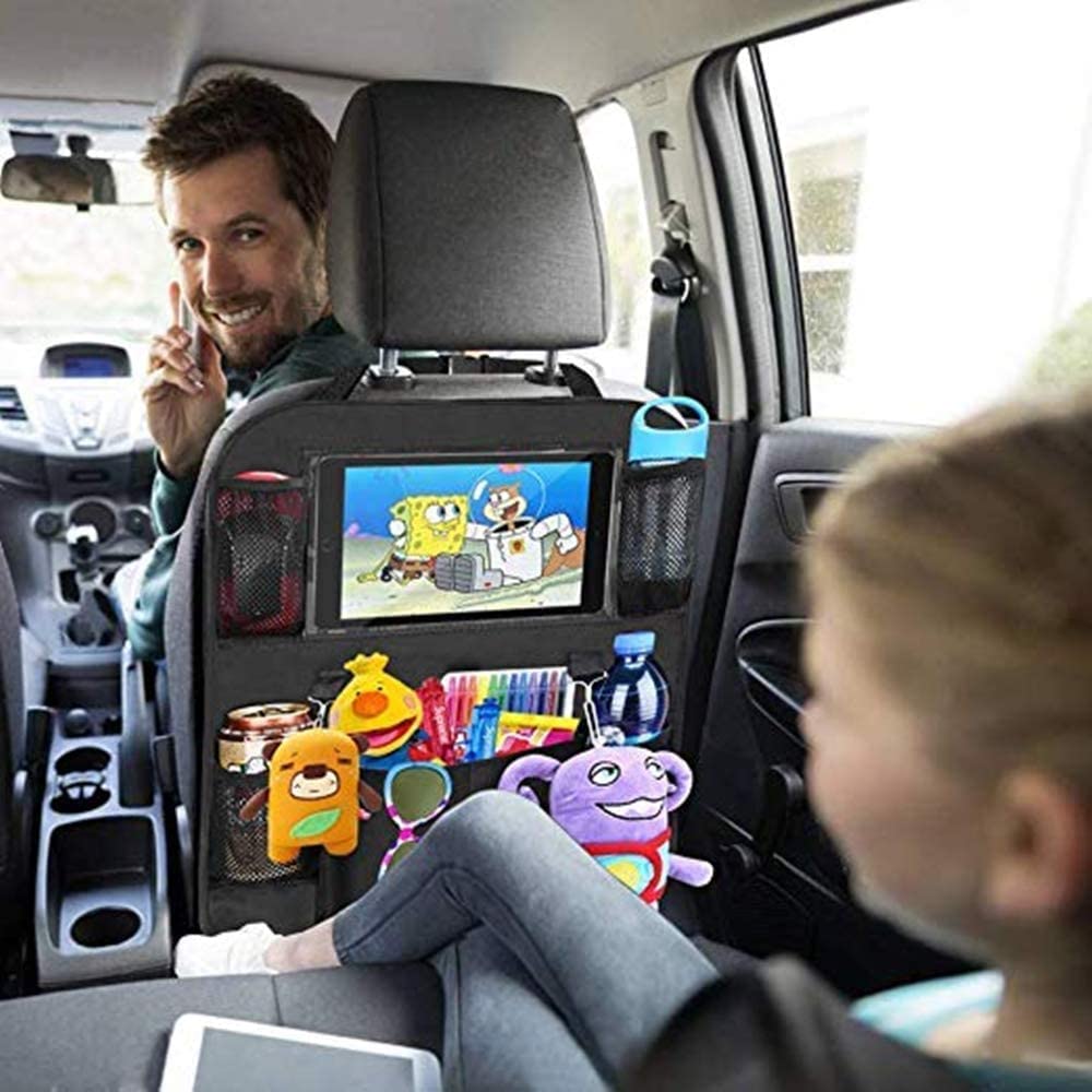 Car Seat Back Organizer for Kids Car Organizer Kick Mats with 10" Touch Screen Tablet Holder 11 Storage Pockets Car Back Seat Protectors Backseat Child Kick Guard Seat Saver (21” x 17”inch)