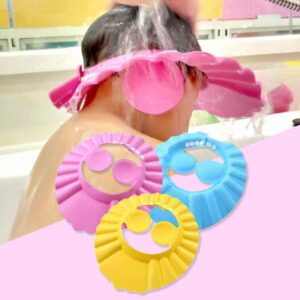 aircode baby shower cap silicone bathing hat adjustable shower cap infants soft protection shield hat safety visor cap hat for toddler kids (3pcs)