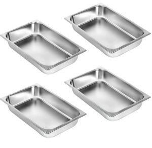 botabay upgrade set of 4 hotel pan full size stainless stee table pan full size 4-in deep steam pan & stainless steel steam table pan for hotels food steam table pan (20x12x4in)