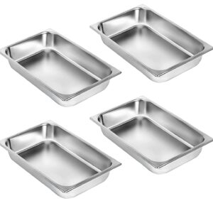 BotaBay Upgrade Set of 4 Hotel Pan Full Size Stainless Stee Table Pan Full Size 4-In Deep Steam Pan & Stainless Steel Steam Table Pan for Hotels Food Steam Table Pan (20x12x4in)