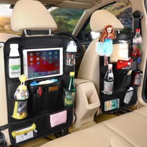 Car Seat Back Organizer for Kids Car Organizer Kick Mats with 10" Touch Screen Tablet Holder 11 Storage Pockets Car Back Seat Protectors Backseat Child Kick Guard Seat Saver (21” x 17”inch)