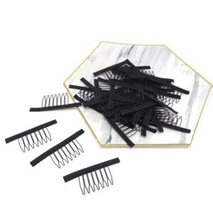 HONBAY 50PCS 7-teeth Wig Clips Wig Combs, Hair Extensions for Wig Caps DIY Wig Accessories Tools, Steel Teeth with Cloth