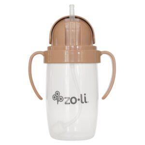 Any angle straw sippy cup | ZoLi BOT 2.0 weighted straw sippy sandstone tan, most loved training sippy cup, toddler transition straw cup, sippy cup with handles