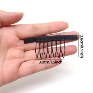 HONBAY 50PCS 7-teeth Wig Clips Wig Combs, Hair Extensions for Wig Caps DIY Wig Accessories Tools, Steel Teeth with Cloth