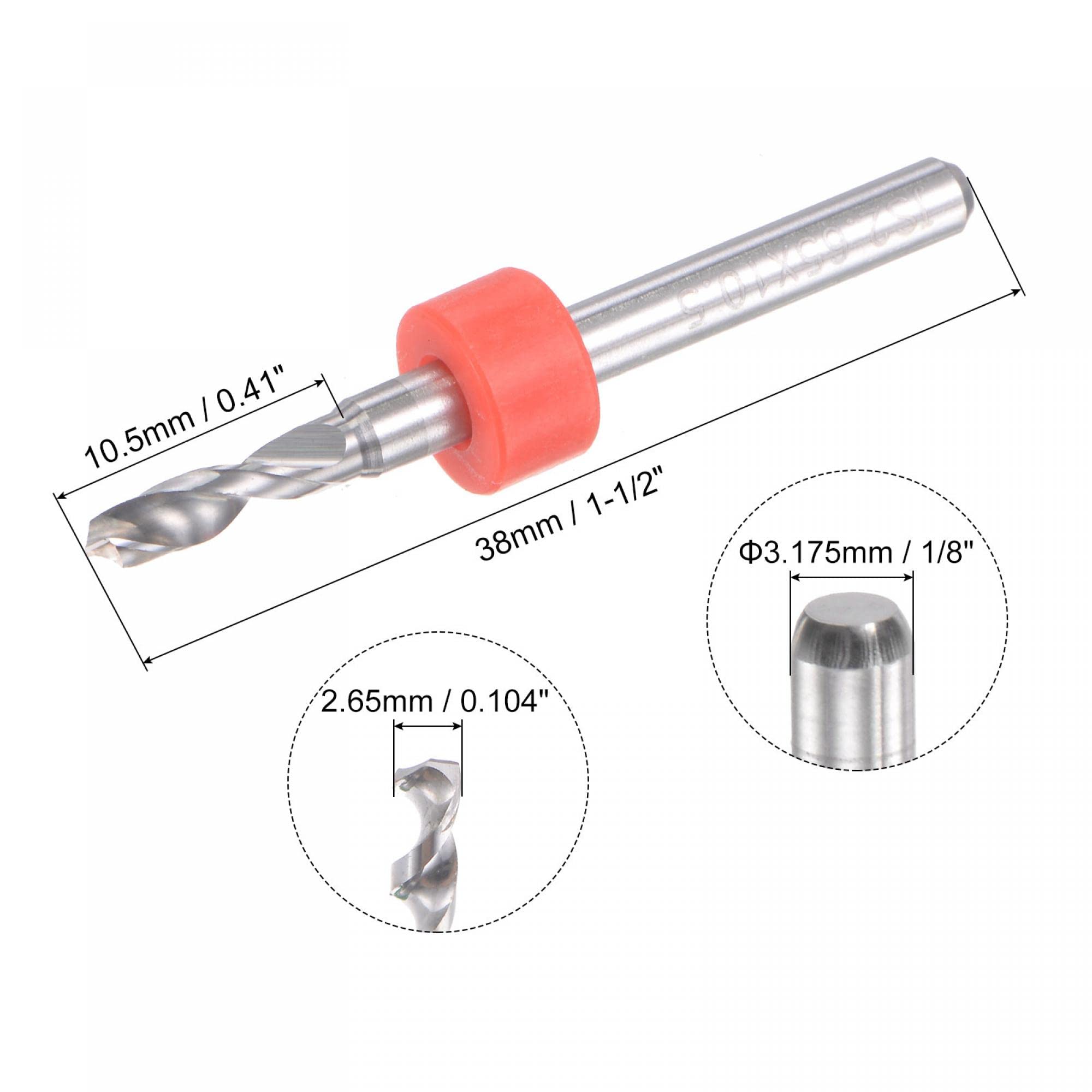 uxcell Micro PCB Drill Bit Set, 1/8" Shank 2.65mm Solid Tungsten Carbide CNC Engraving Print Circuit Board Drill Bits Rotary Tool 10pcs