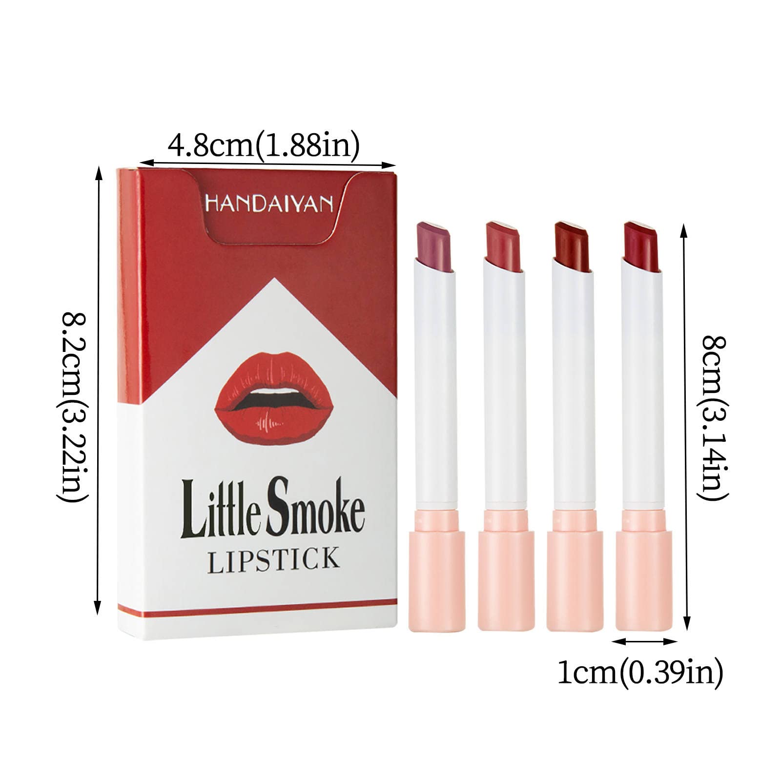 SINGOVE 4 Colors Matte Cigarette Lipstick Pack Set Tube Nude Red Lips Long Lasting Waterproof Lip Gloss Liquid Lipstick Women Make up Velvet Cosmetic Lipsticks (B, B)