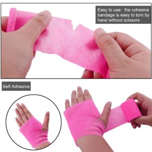 BQTQ 30 Rolls Self Adhesive Bandage Wrap Pink Adhesive Wrap 2 inch Self Adherent Wrap Stretch Bandages Self Stick Bandage Wrap Tape for Wrist Ankle Swelling Sprains (Neon Pink)