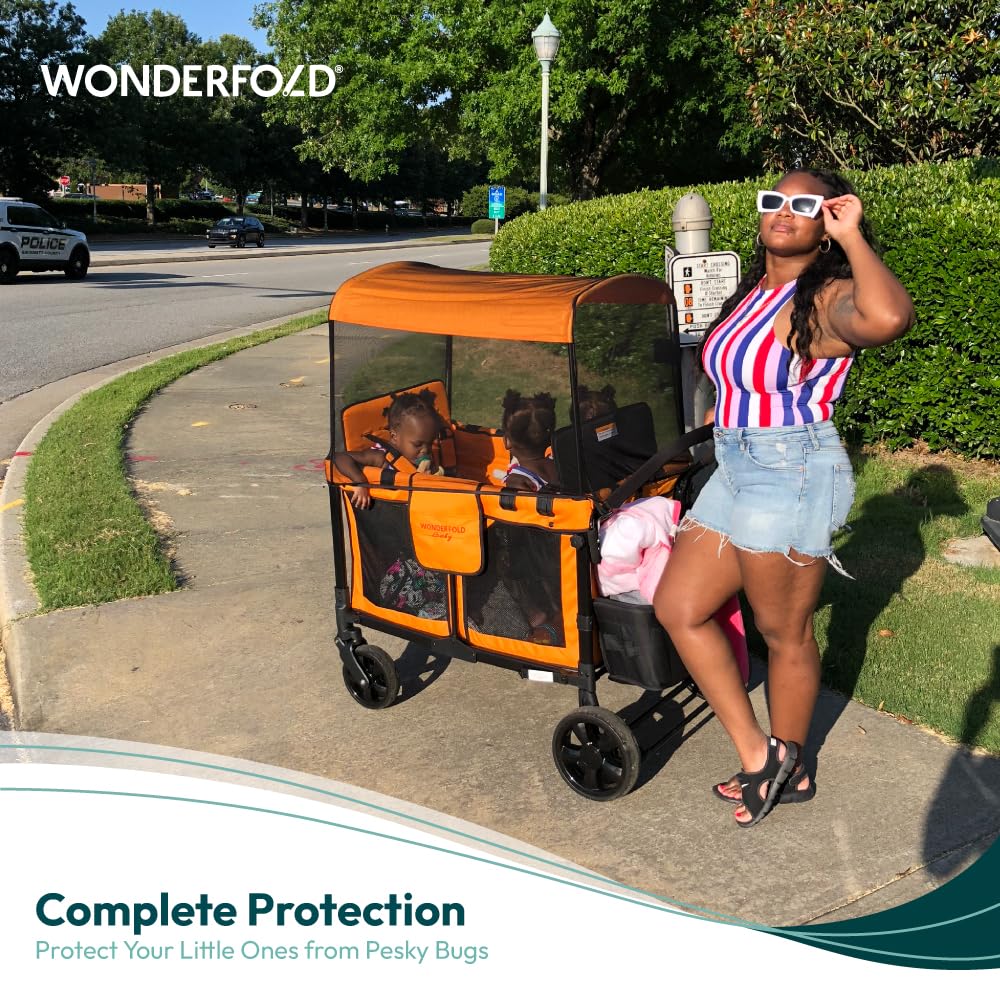 WONDERFOLD Mosquito Net for Stroller Wagon Featuring Easy Access Zippered Entrance with Quick and Easy Install and Protection from All Types of Insects (Fits Only W1 & W2)