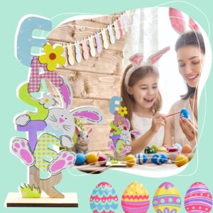 afewgkid easter decorations - easter decor - wooden sign, reversible table decor,easter theme farmhouse table decor - happy spring decoration for indoor home table mantle office (b)