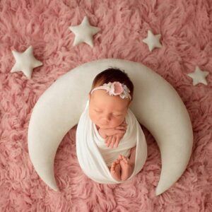 Newborn Photography Posing Pillow Crescent Moon Star Pillows Posing Beans Moon Stars Pillow Set Infant Boy Girl Baby Picture Prop Halloween Christmas Newborn Photography Prop Decor Accessory(Pink)