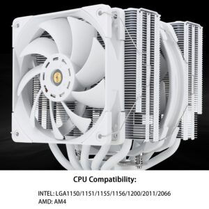 Thermalright FC140 White CPU Air Cooler, 5 Heat Pipes, TL-D14X-W and TL-C12PRO-W PWM Fan, Aluminium Heatsink Cover, AGHP Technology, for AMD AM4/Intel LGA 1700/1150/1151/1200/2011/2066