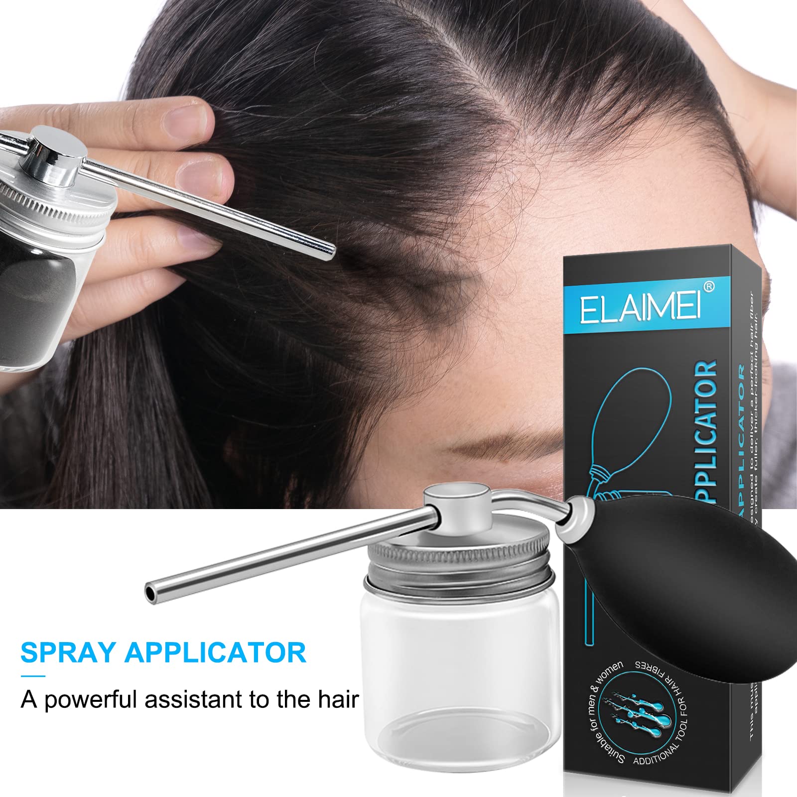 One-Handed Hair Fiber Applicator Spray Bottle Nozzle for All Brands (Fibers Not Included)