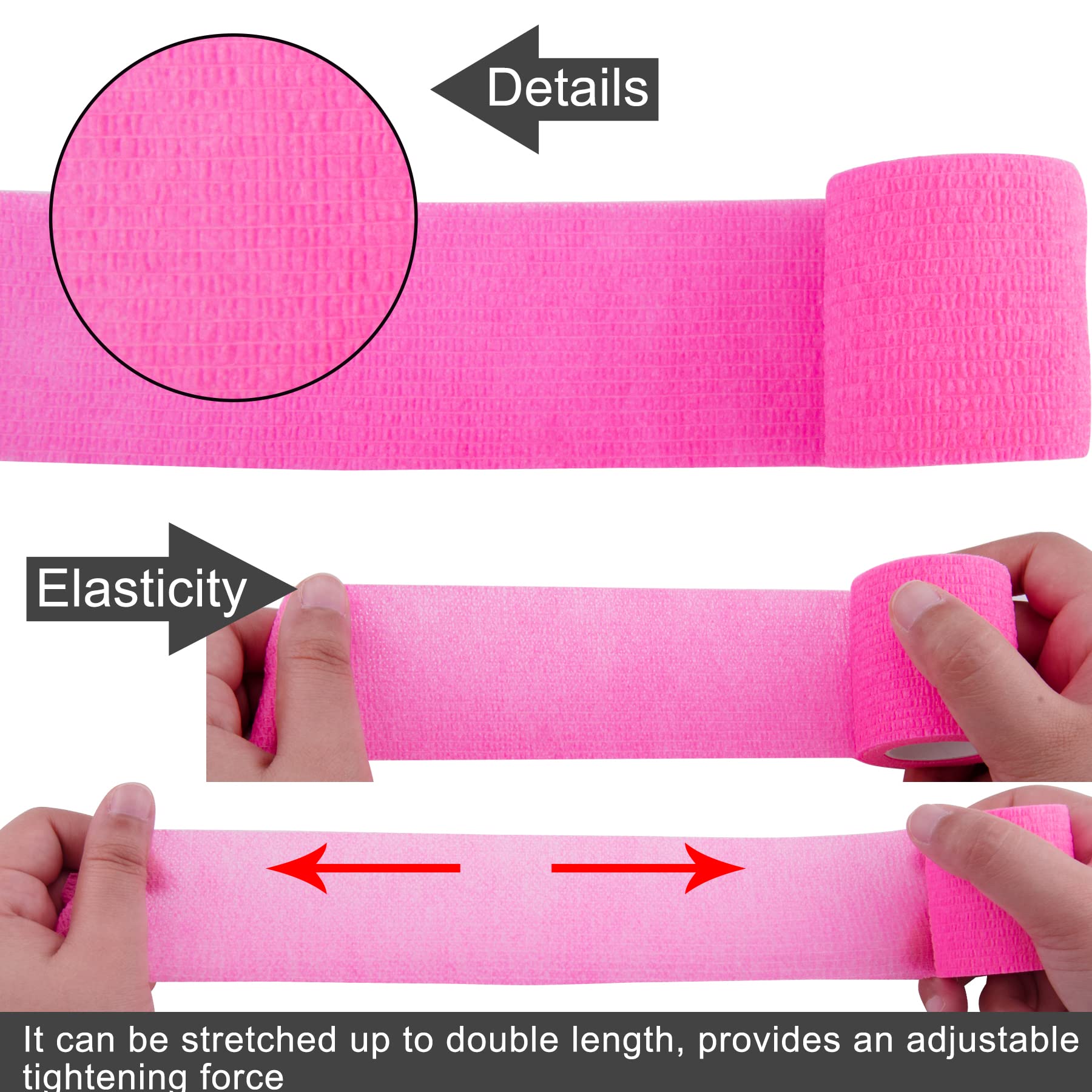 BQTQ 30 Rolls Self Adhesive Bandage Wrap Pink Adhesive Wrap 2 inch Self Adherent Wrap Stretch Bandages Self Stick Bandage Wrap Tape for Wrist Ankle Swelling Sprains (Neon Pink)