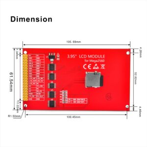 OSOYOO 3.95 Inches TFT Touch Screen SD Card Socket for Arduino Mega2560 (16 bit)