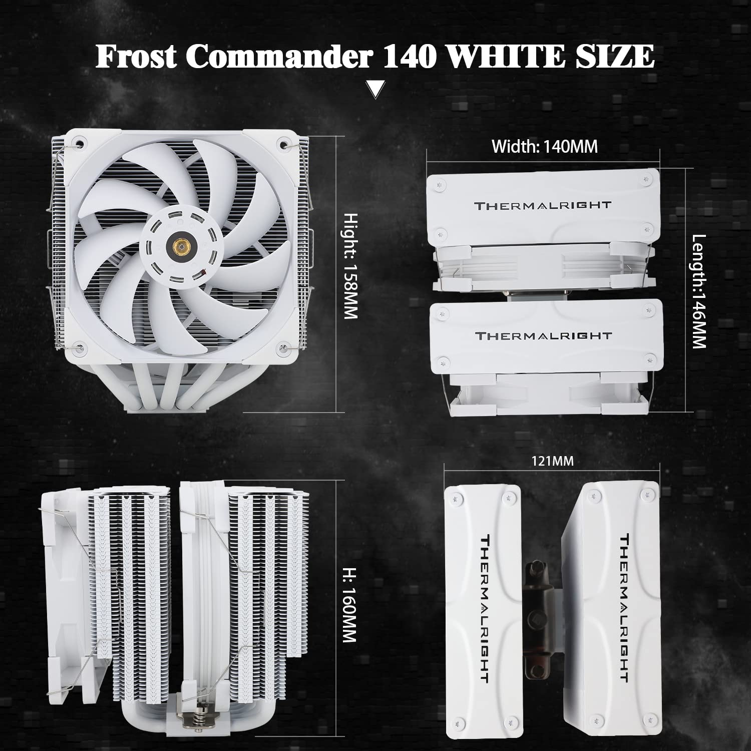 Thermalright FC140 White CPU Air Cooler, 5 Heat Pipes, TL-D14X-W and TL-C12PRO-W PWM Fan, Aluminium Heatsink Cover, AGHP Technology, for AMD AM4/Intel LGA 1700/1150/1151/1200/2011/2066