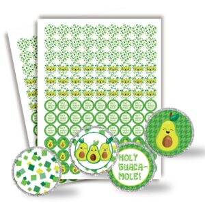 holy guacamole trio of avocados birthday kiss sticker labels for kids, 300 party circle sticker sized 0.75” for chocolate drop kisses by amandacreation, great for favors, treats, envelopes & bags