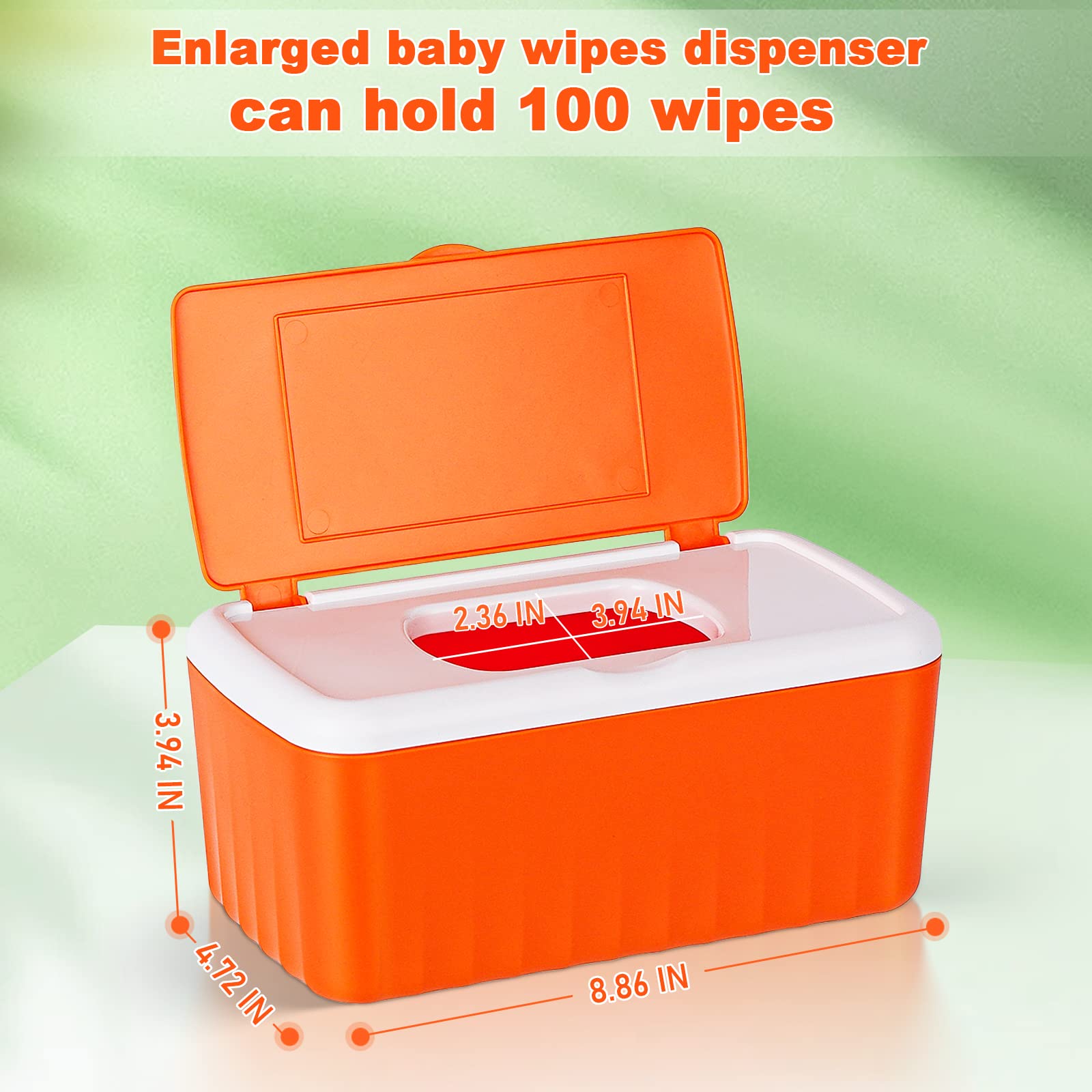 Flenpptly Baby Wipes Dispenser, Wipe Holder for Baby & Adult, Refillable Wipes Container, Keep Wipes Fresh and Clean, One-Handed Operation (Orange)