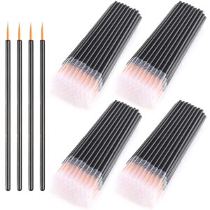 akstore disposable eyeline mascara brushes eyelash brush wands applicator makeup brush tool kits (black-yellow 200pcs)