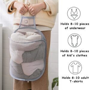 Pop Up Laundry Hamper,Small Hanging Laundry Hamper Bag,2 Pack Laundry Basket for adult t-shirt underwear,Breathable Mesh Hanging Laundry Basket for Kids (Grey)