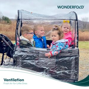 WONDERFOLD Stroller Rain Cover Made with Premium, Lightweight Transparent Sheet Featuring Small Ventilation Holes and Easy Access Hook-and-Loop Entrance (Fits Only W4 Elite/Luxe)