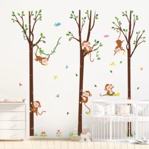 decalmile wall stickers monkey tree large animals birch wall sticker wall decoration bedroom kids baby nursery living room