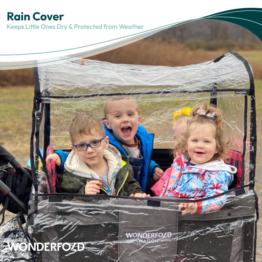 WONDERFOLD Stroller Rain Cover Made with Premium, Lightweight Transparent Sheet Featuring Small Ventilation Holes and Easy Access Hook-and-Loop Entrance (Fits Only W4 Elite/Luxe)