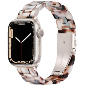 pleixiu compatible with apple watch band 38mm 40mm 41mm (42mm-series 10) lightweight resin for iwatch ultra 2 1 series 10 series se series 9 8 7 6 5 4 3 2 1 apple watch bands for women men-tortoise flower for starlight