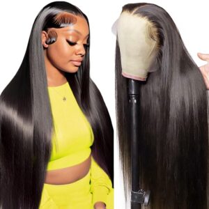 250 density 30 inch lace front wig human hair,13x4 hd lace frontal wigs human hair pre plucked with baby hair glueless straight lace front wigs human hair for black women