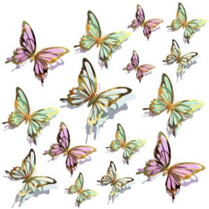 menoeceus 72 pcs 3d butterfly wall decor gold butterfly decorations double layer removable butterfly wall stickers for birthday wedding party cake kids room decor diy gift