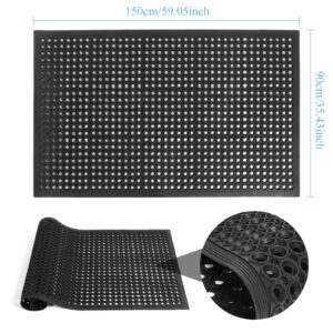 uyoyous Commercial Drainage Floor Mat with Holes 59 x 35.4 Inch Restaurant Bar Floor Mat Rubber Drainage Mat Heavy Duty Kitchen Anti-Fatigue Drainage Rubber Matting