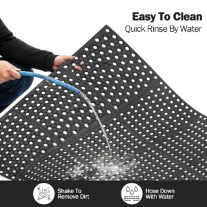 uyoyous Commercial Drainage Floor Mat with Holes 59 x 35.4 Inch Restaurant Bar Floor Mat Rubber Drainage Mat Heavy Duty Kitchen Anti-Fatigue Drainage Rubber Matting