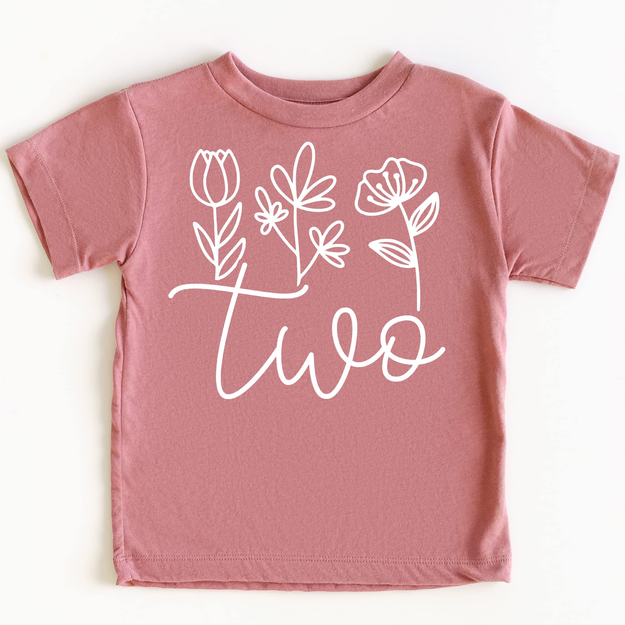 Two Floral 2nd Birthday Shirt for Toddler Girls Second Birthday Outfit White on Mustard Shirt 3T