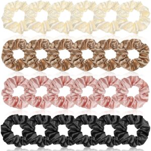 xunyee 24 pcs silk hair scrunchies and elastic hair bands - colorful large vintage ponytail holders and hair ties accessories for women girls (classic colors, 3.94 inch)