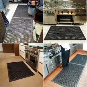 uyoyous Commercial Drainage Floor Mat with Holes 59 x 35.4 Inch Restaurant Bar Floor Mat Rubber Drainage Mat Heavy Duty Kitchen Anti-Fatigue Drainage Rubber Matting