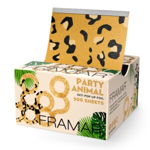 framar party animal pop up hair foil, aluminum foil sheets, hair foils for highlighting - 500 foil sheets