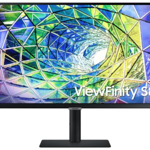 SAMSUNG S80A Series 27-Inch 4K UHD (3840x2160) Computer Monitor, HDMI, DP, USB Hub with USB-C, HDR10 (1 Billion Colors), Built-in Speakers, Fully Adjustable Stand with Pivot (LS27A800UNNXZA) (Renewed)