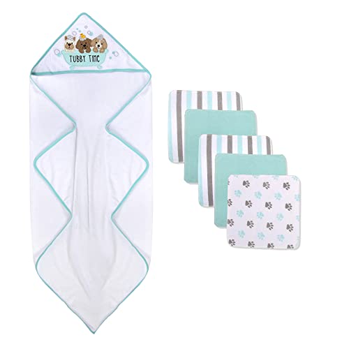 Baby Hooded Towel and Washcloth Set for Infants, Boys and Girls 6-12 Months (Pristine Pups)